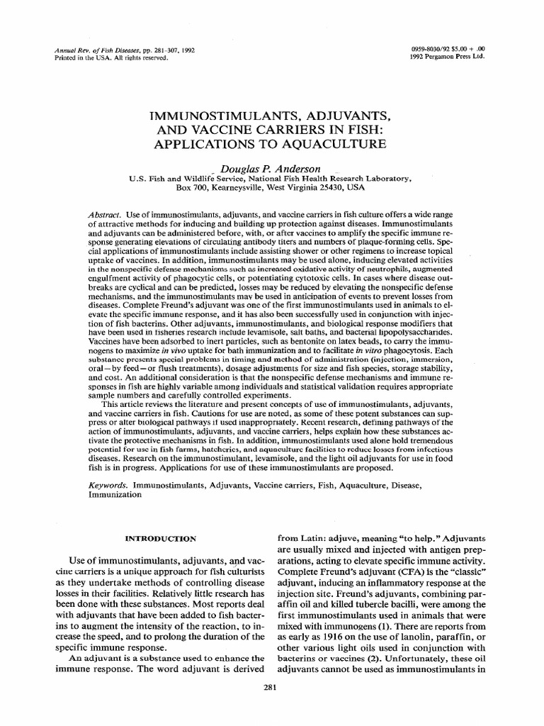 Fish Immunostimulants in Aquaculture | PDF | Immune System | Vaccines