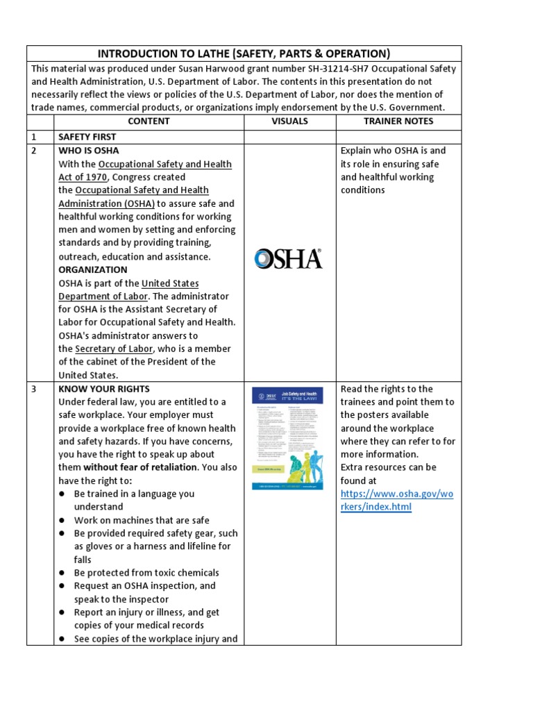 Lathe - Trainer Script | PDF | Occupational Safety And Health ...