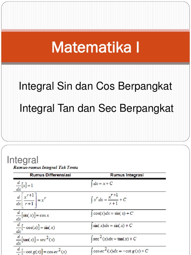 Integral Sin, Cos, Tan, dan Sec | PDF