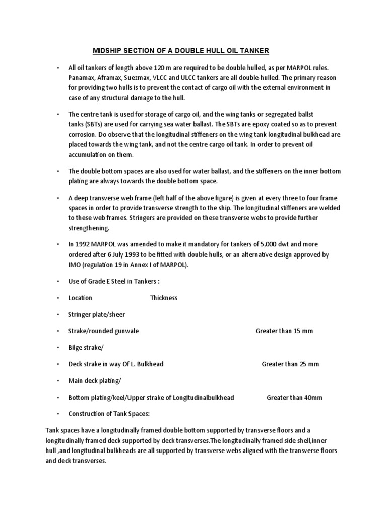 Midship Section of A Double Hull Oil Tanker | PDF | Oil Tanker | Deck ...