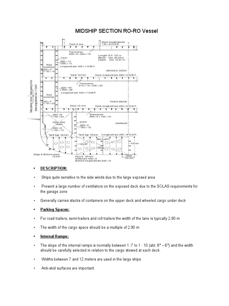 Midship Section Ro Ro Notes | PDF | Ships | Elevator