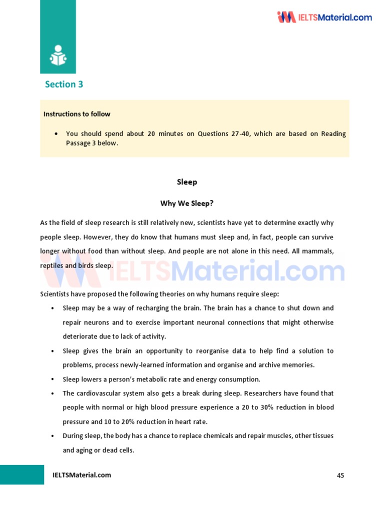 Reading Passage 3 | PDF | Sleep | Rapid Eye Movement Sleep
