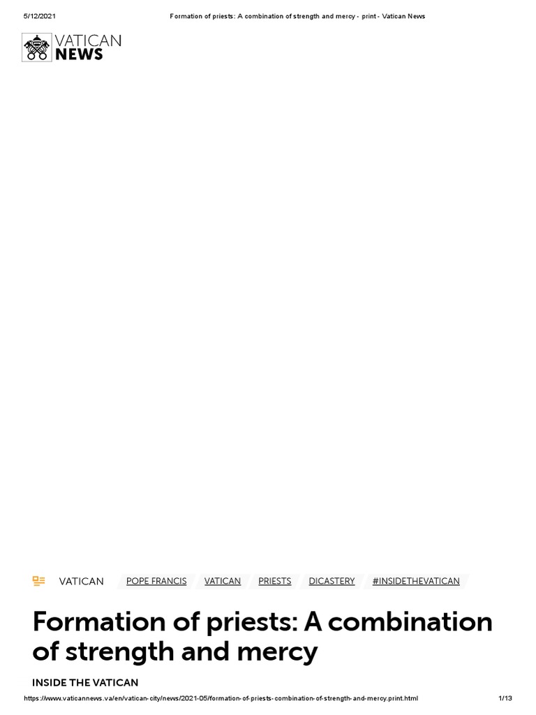 Formation of Priests - A Combination of Strength and Mercy | PDF ...