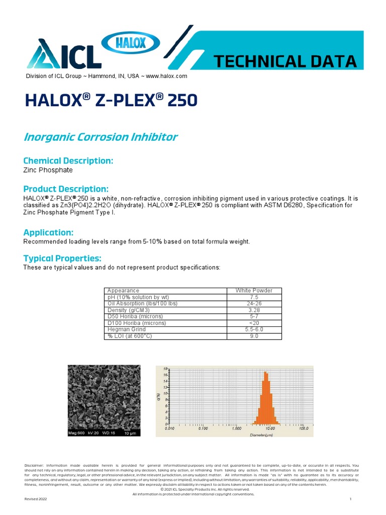 Halox - Z-Plex 250 - TDS - 3 | PDF | Chemistry | Materials