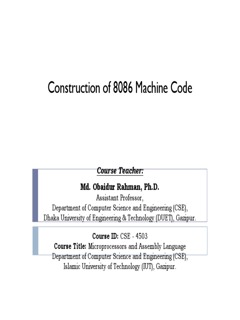 8086 Machine Code Construction Guide | PDF | Assembly Language ...
