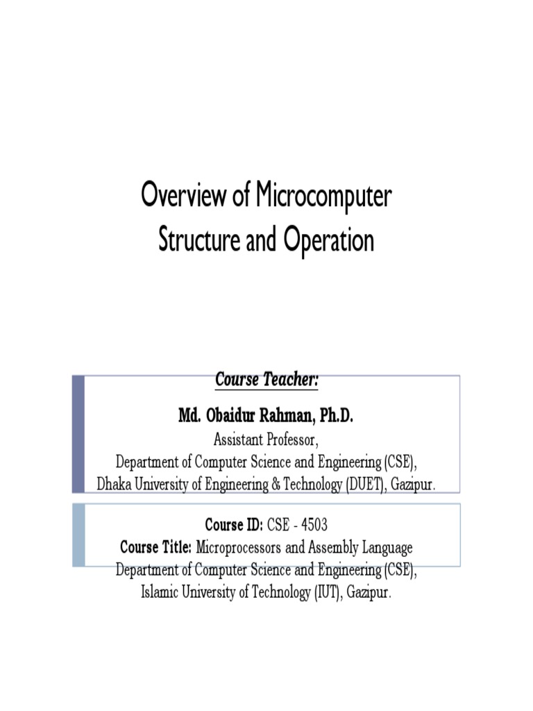 Lecture 2 Overview Of Microcomputer Structure And Operation Pdf Inputoutput Central 3997