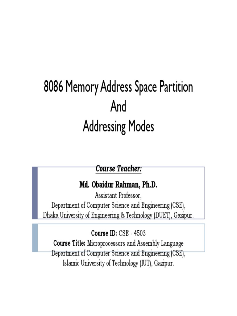 Lecture-4 (8086 Memory Address Space Partition) | PDF | Assembly ...