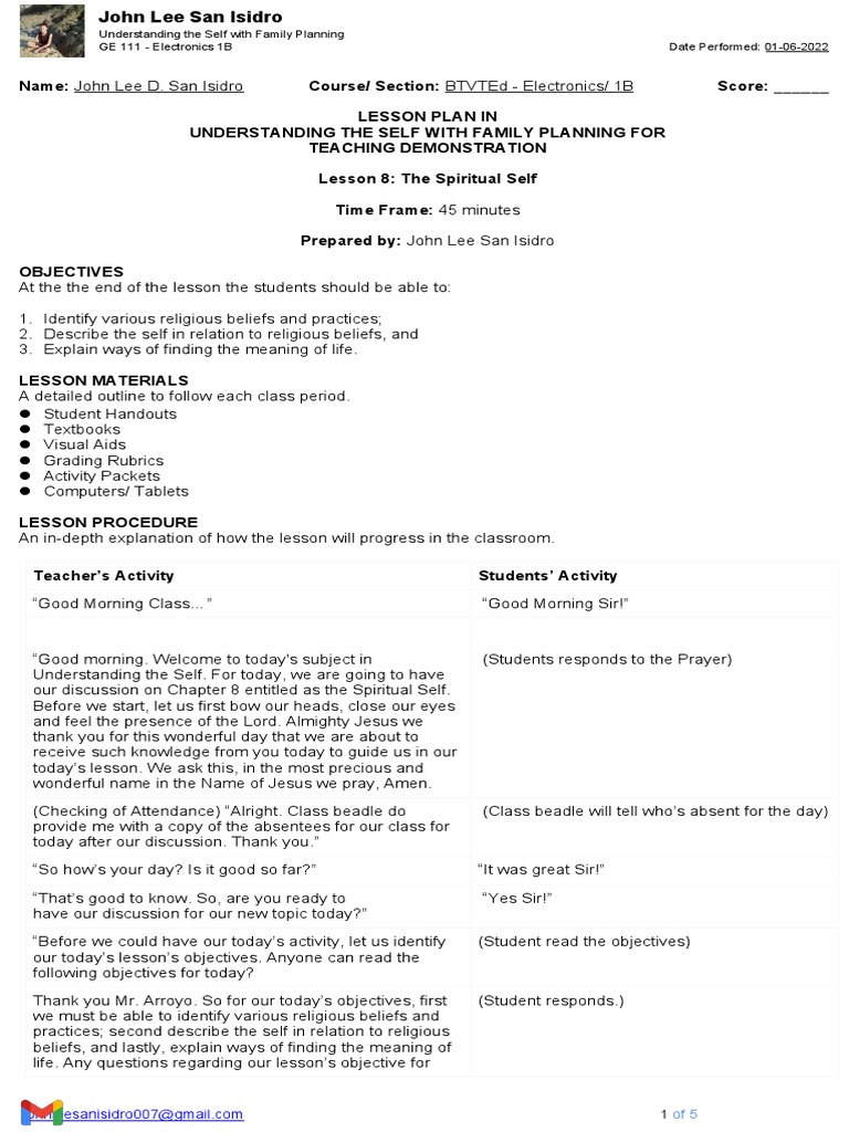 Lesson Plan in UTS | PDF | Jesus | Spirituality