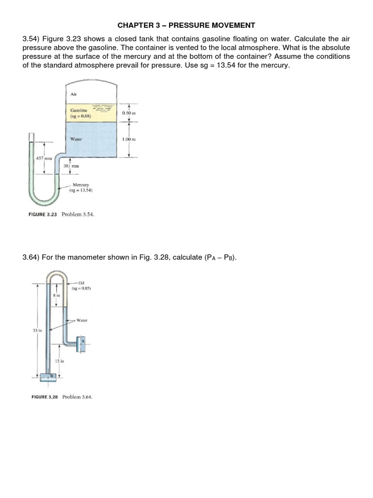 Problem Set 1 Fluid Mechanics | PDF