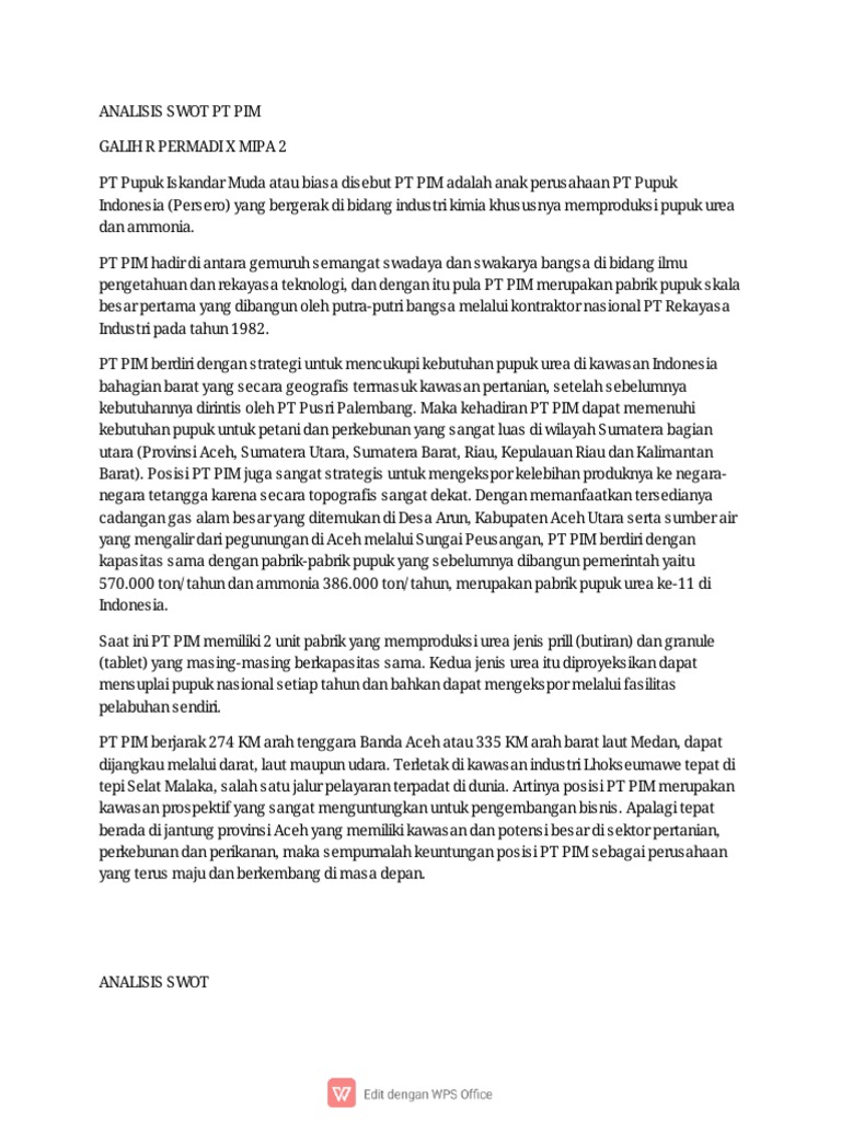 ANALISIS SWOT P-WPS Office | PDF