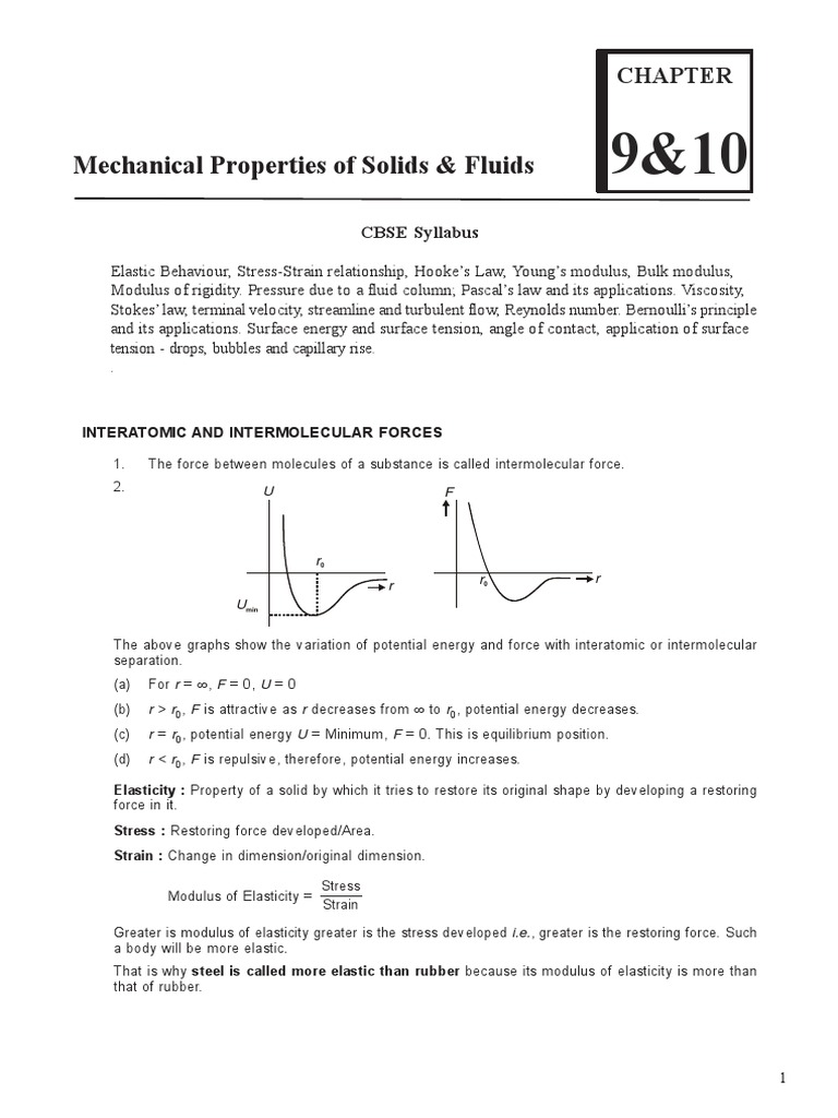 9-10 - Mechanical Properties of Solids and Fluids - Merge File-R&R-Final | PDF | Young's Modulus ...