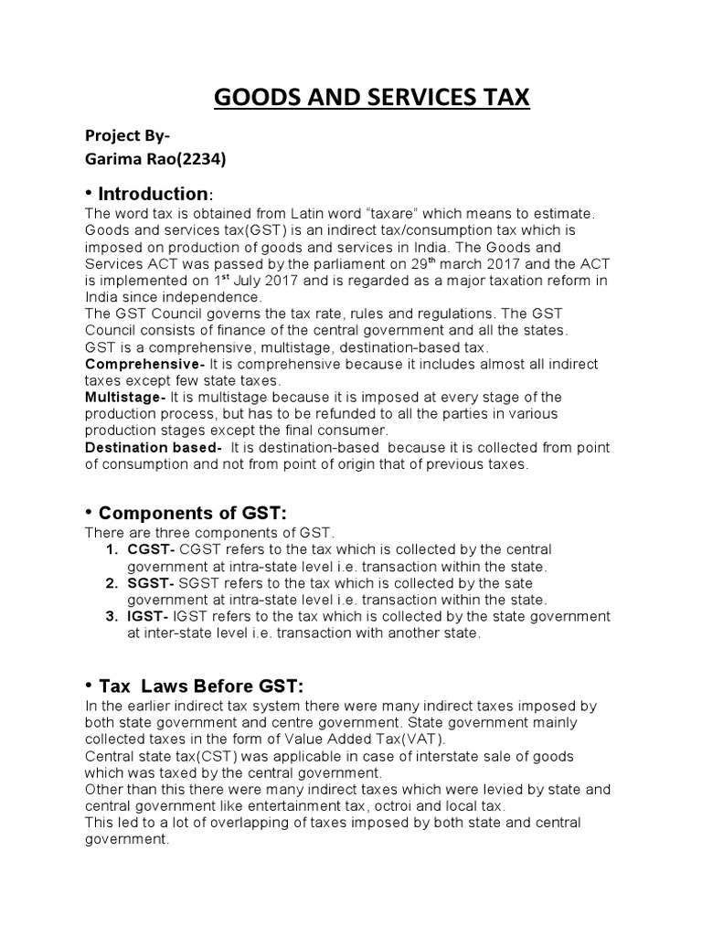 Goods and Services Tax | PDF | Taxes | Value Added Tax