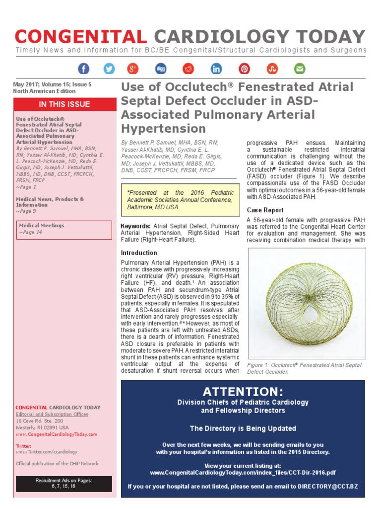 Use Of Occlutech Fenestrated Atrial Septal Defect Occluder In Asd Associated Pulmonary Arterial