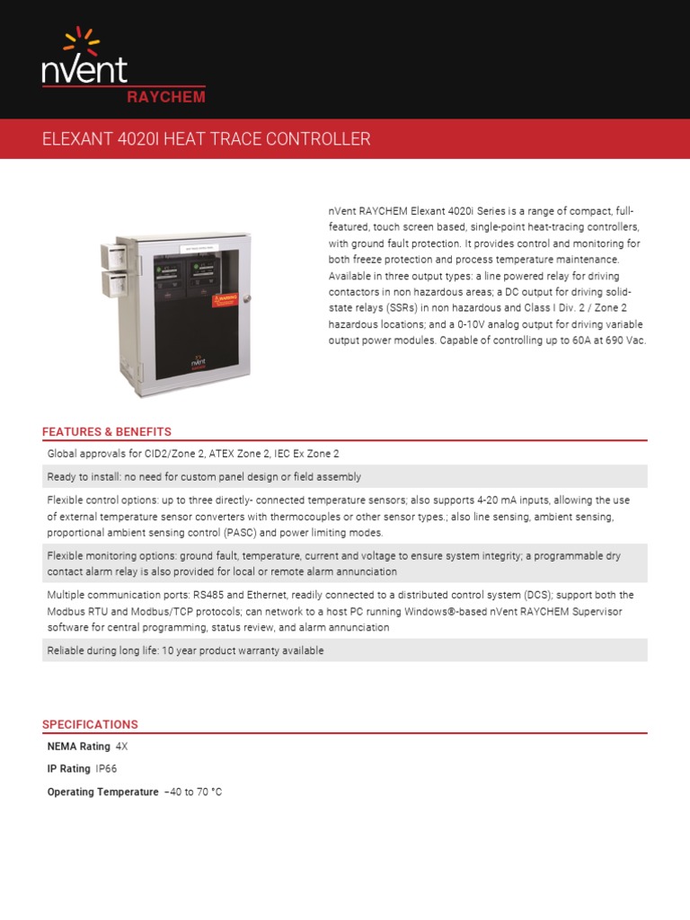 Nvent RAYCHEM Elexant 4020i Heat Trace Controller | PDF | Relay | Ethernet