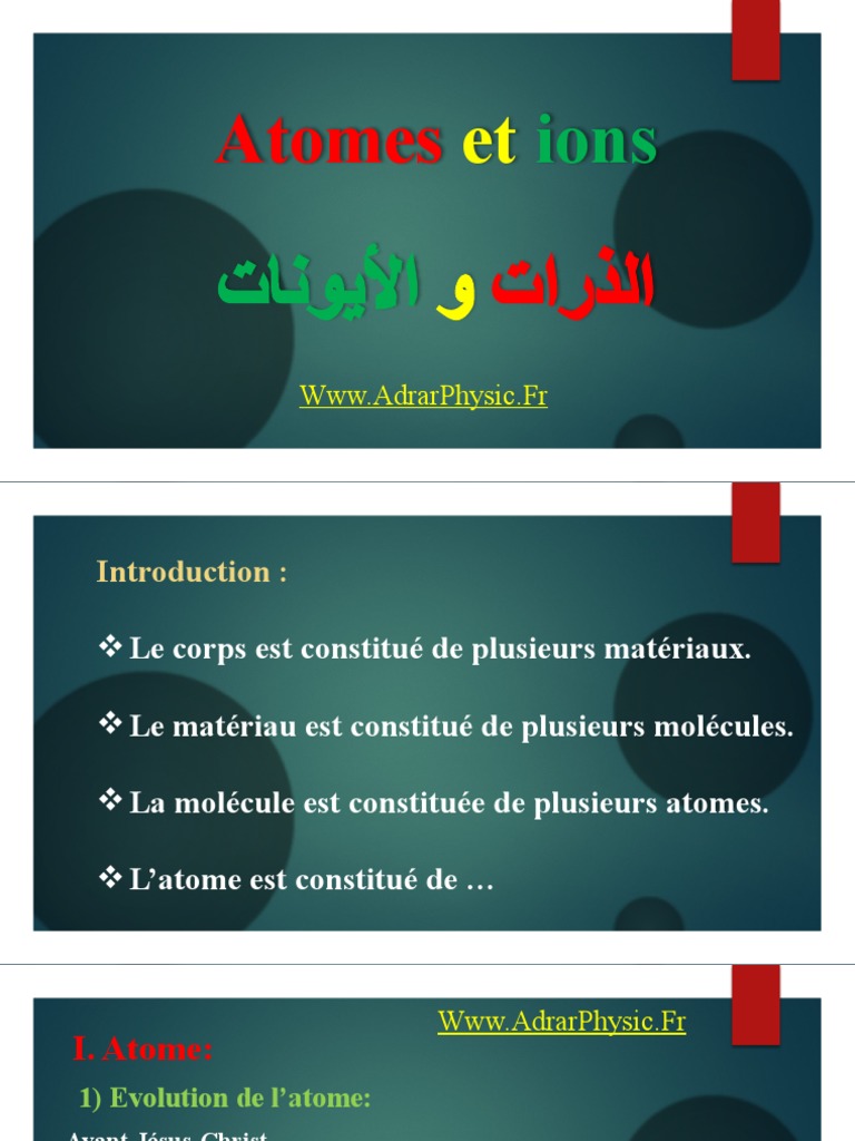 1 - Les Atomes Et Les Ions | PDF | Atomes | Électron