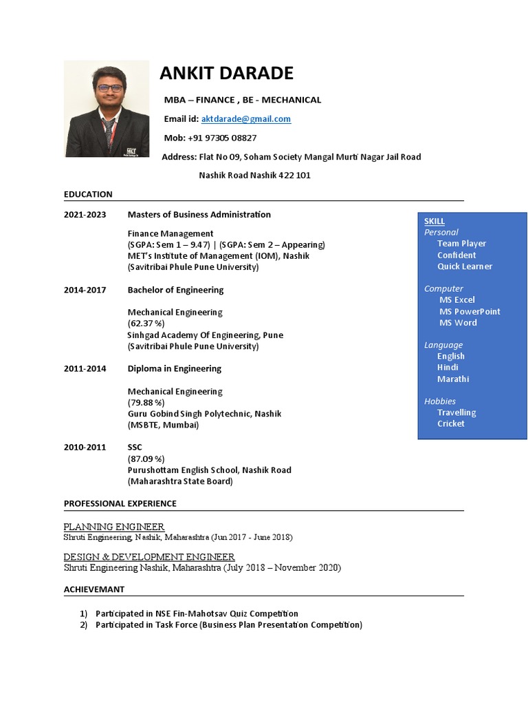 My Placement Resume | PDF | Vocational Education | Educational Stages