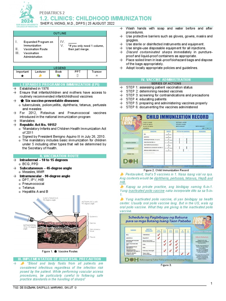 (PEDIA2) 1.2 Pediatric Skills - Childhood Immunization | PDF ...