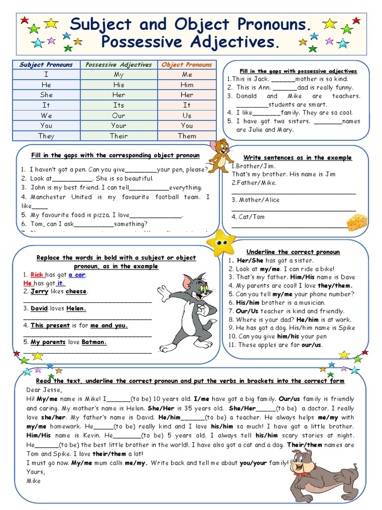 Subject and Object Pronouns Possessive Adjectives | PDF