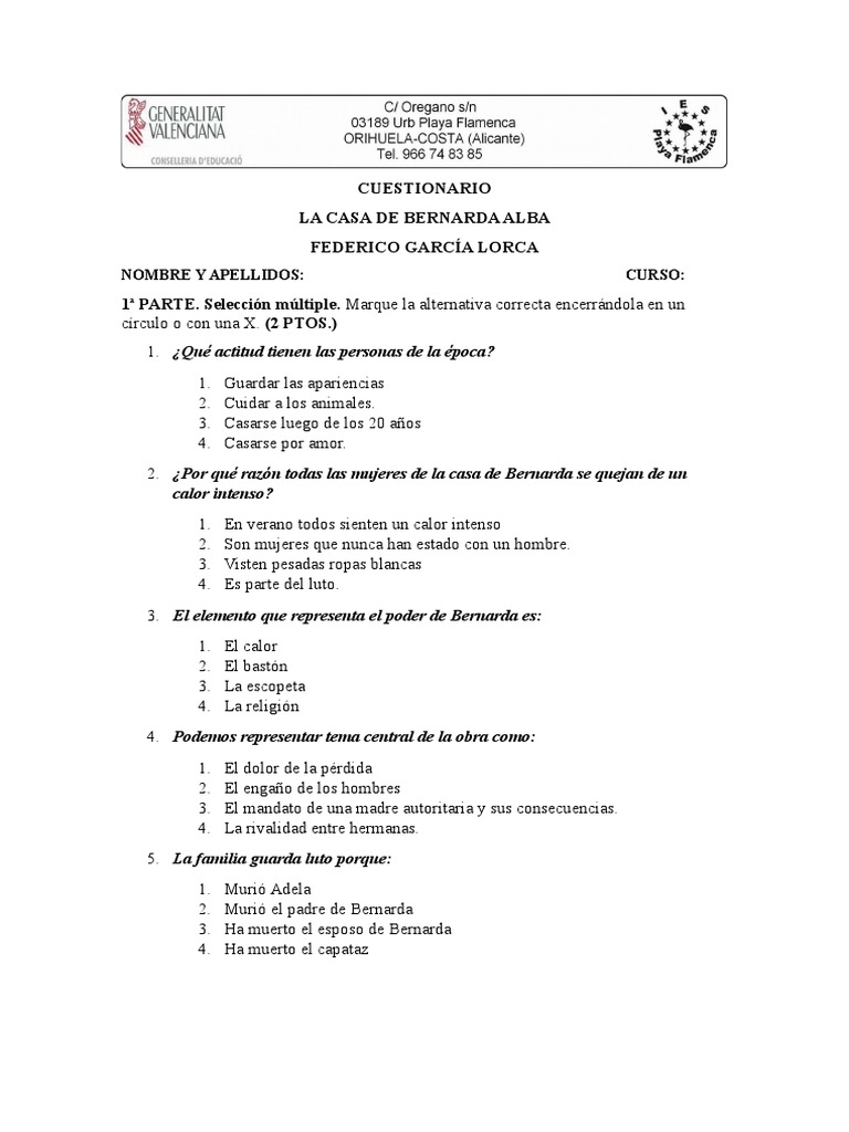 PR4 La Casa de Bernarda Alba | PDF | Ficción general