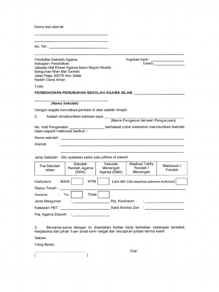 01 Borang Permohonan Penubuhan | PDF