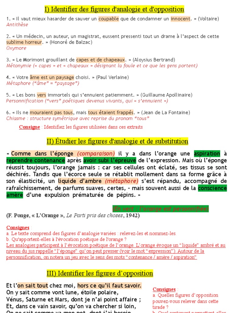 Figures de style : analyse et exercices | PDF | Fiction générale