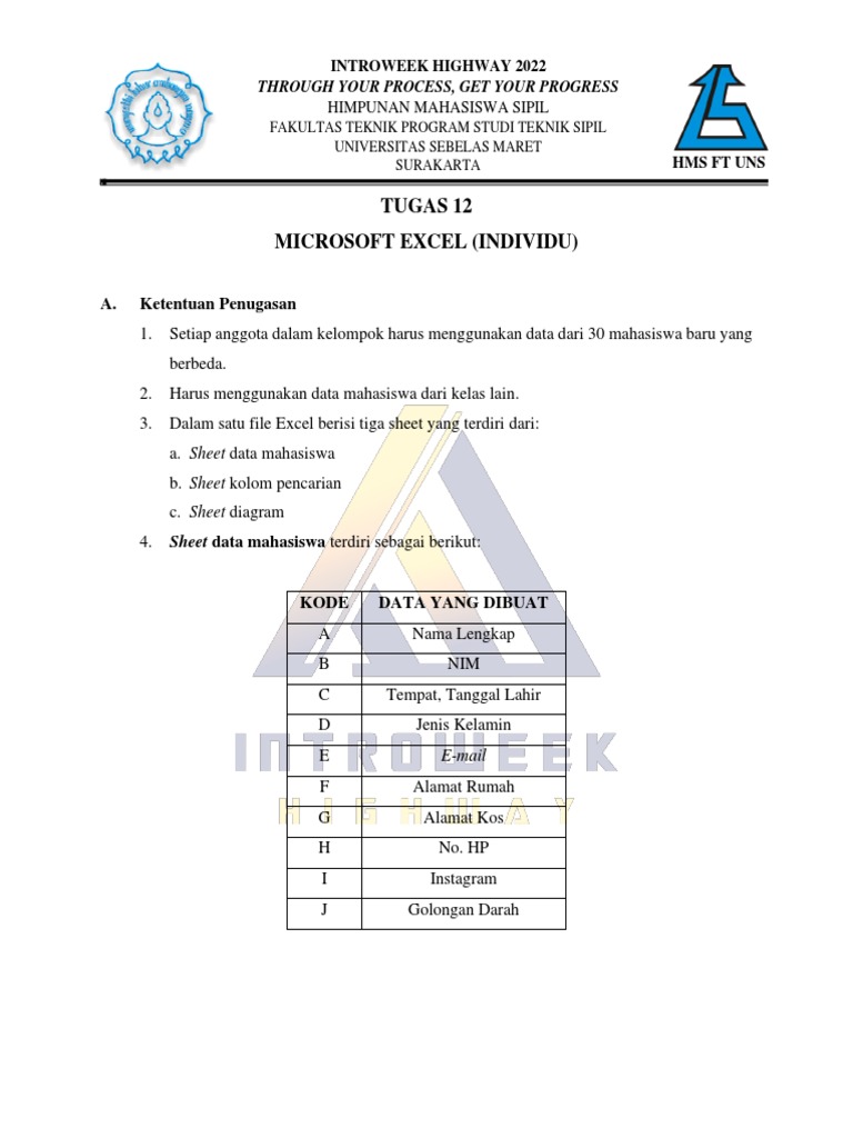 Tugas Excel Mahasiswa Baru 2022 | PDF