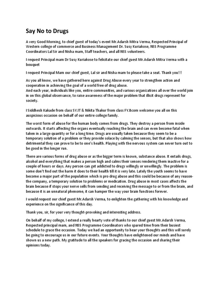 Say No To Drugs Anchoring Dialogues | Download Free PDF | Substance ...