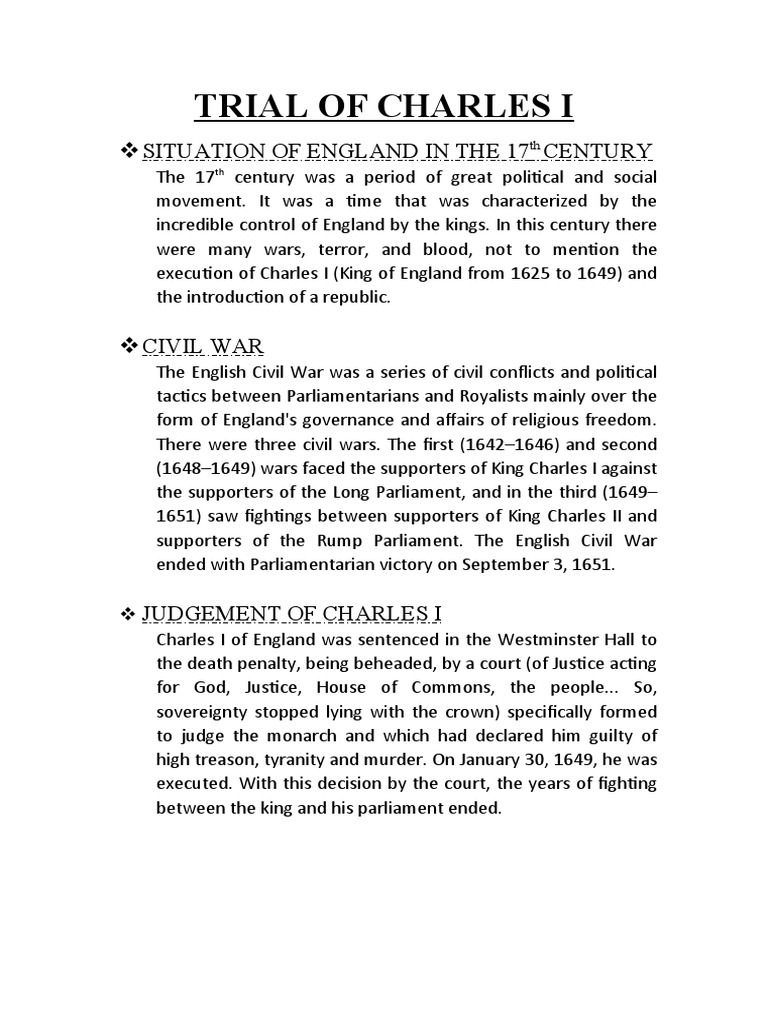 Charles I Trial | PDF | English Civil War | Wars Of The Three Kingdoms