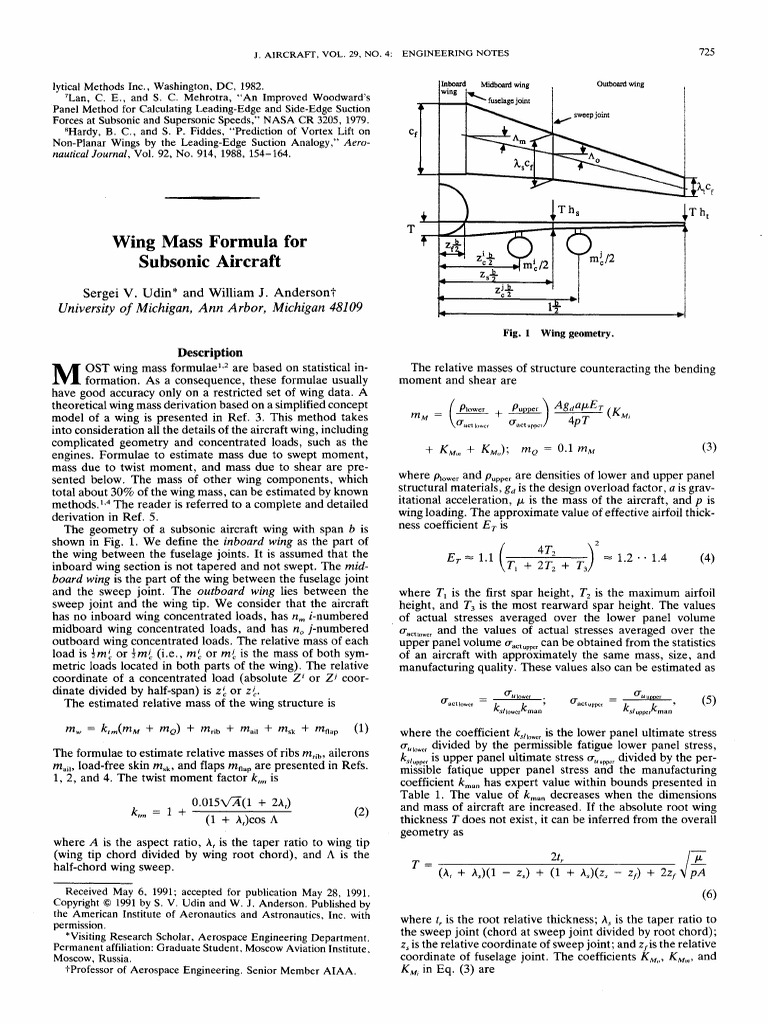Wing Mass Calculation | PDF | Matrix (Mathematics) | Differential Equations