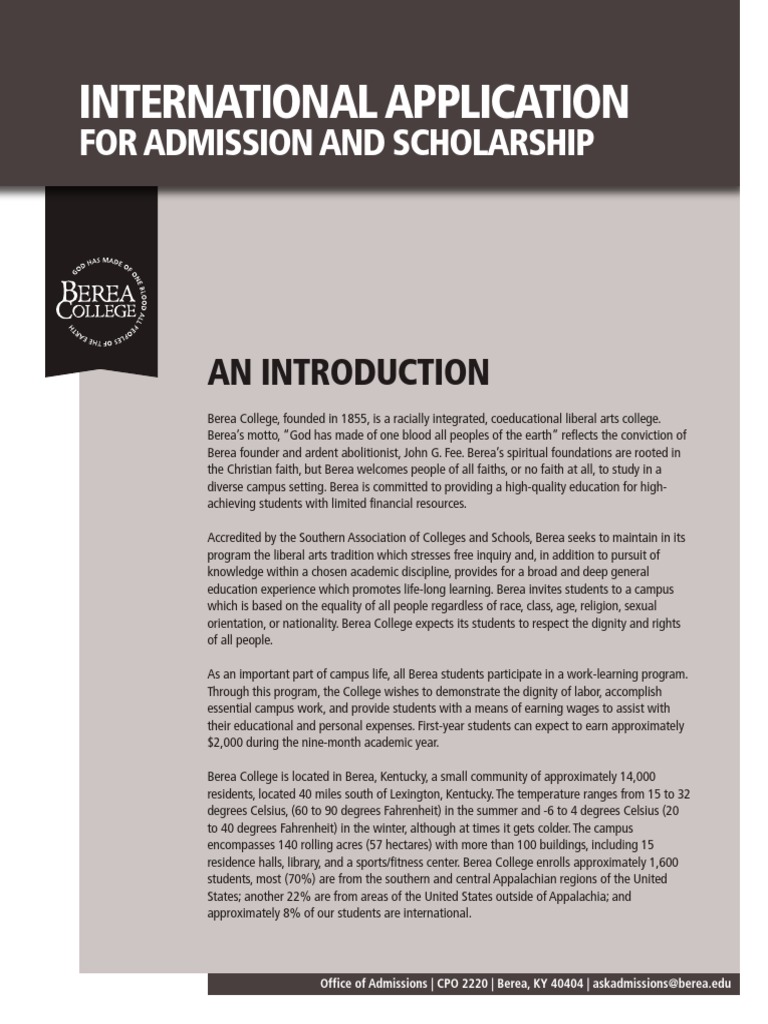 International Application For Admission and Scholarship Packet | PDF ...