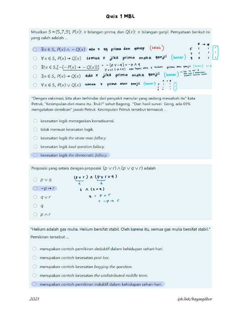 Kuis 1 MBL + KJ | PDF