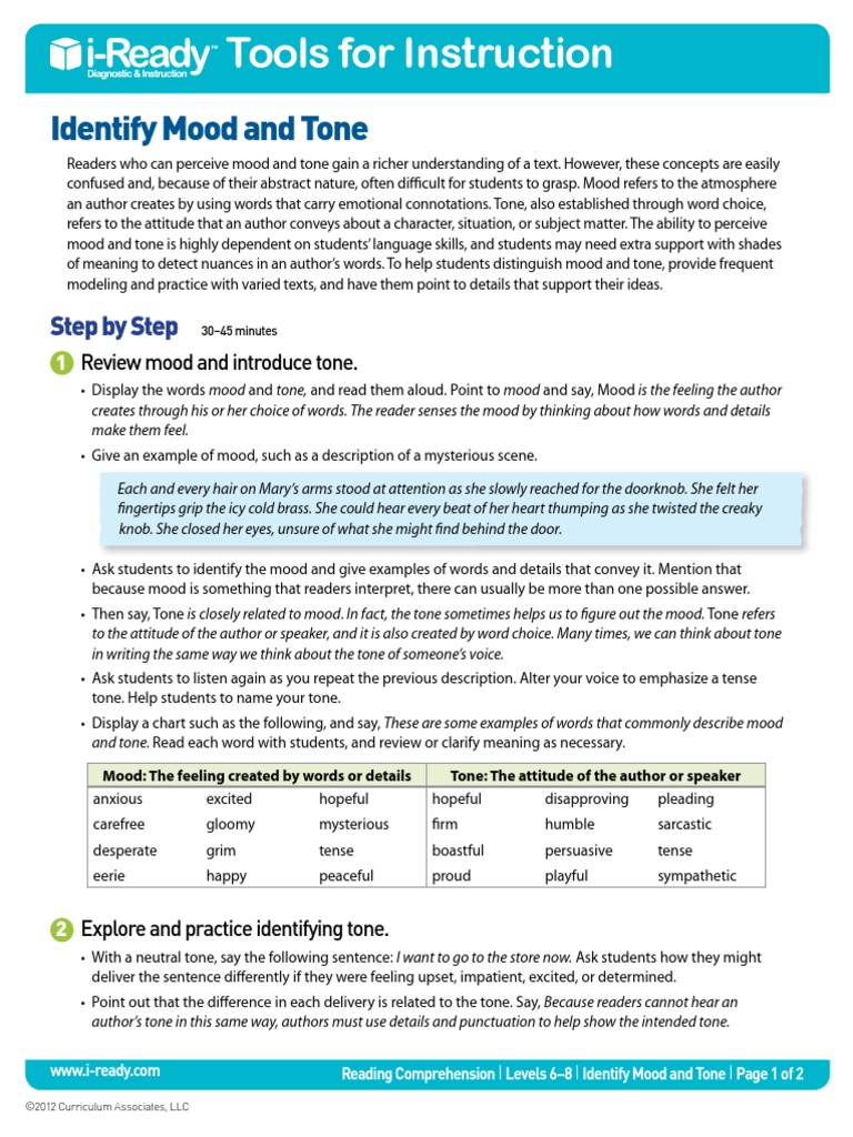 Analyze Mood and Tone Lesson Plan | PDF | Mood (Psychology) | Mental Health
