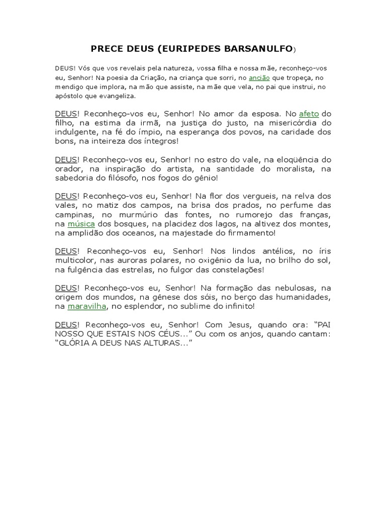 Prece Deus - Euripedes Barsanulfo | PDF