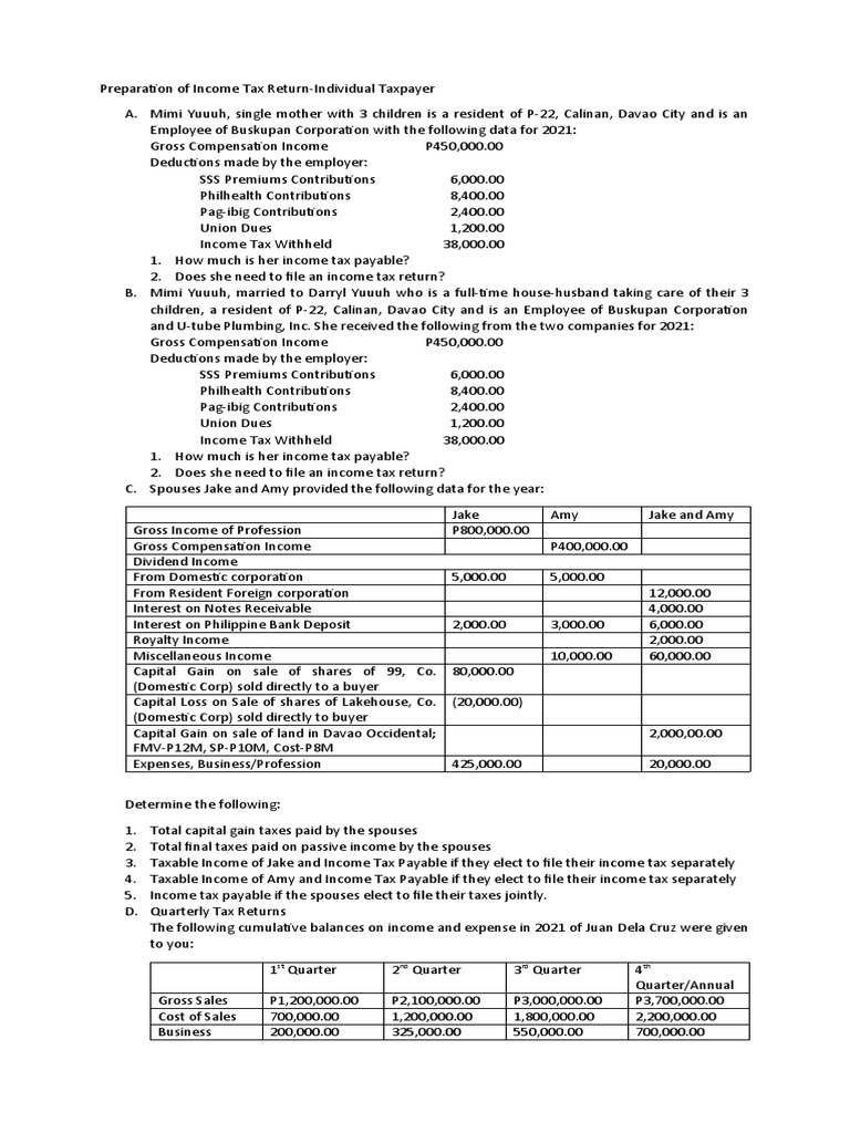 Preparation Of Income Tax Return Individual Pdf Taxes Income Tax