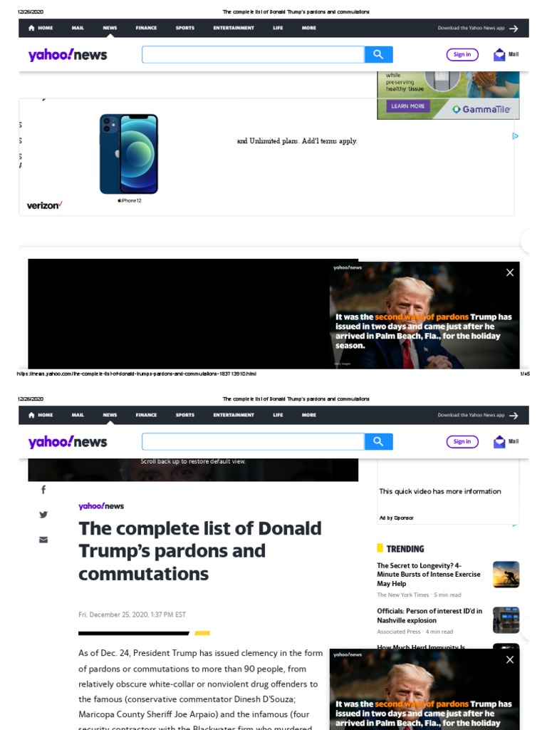 The Complete List of Donald Trump's Pardons and Commutations | PDF ...