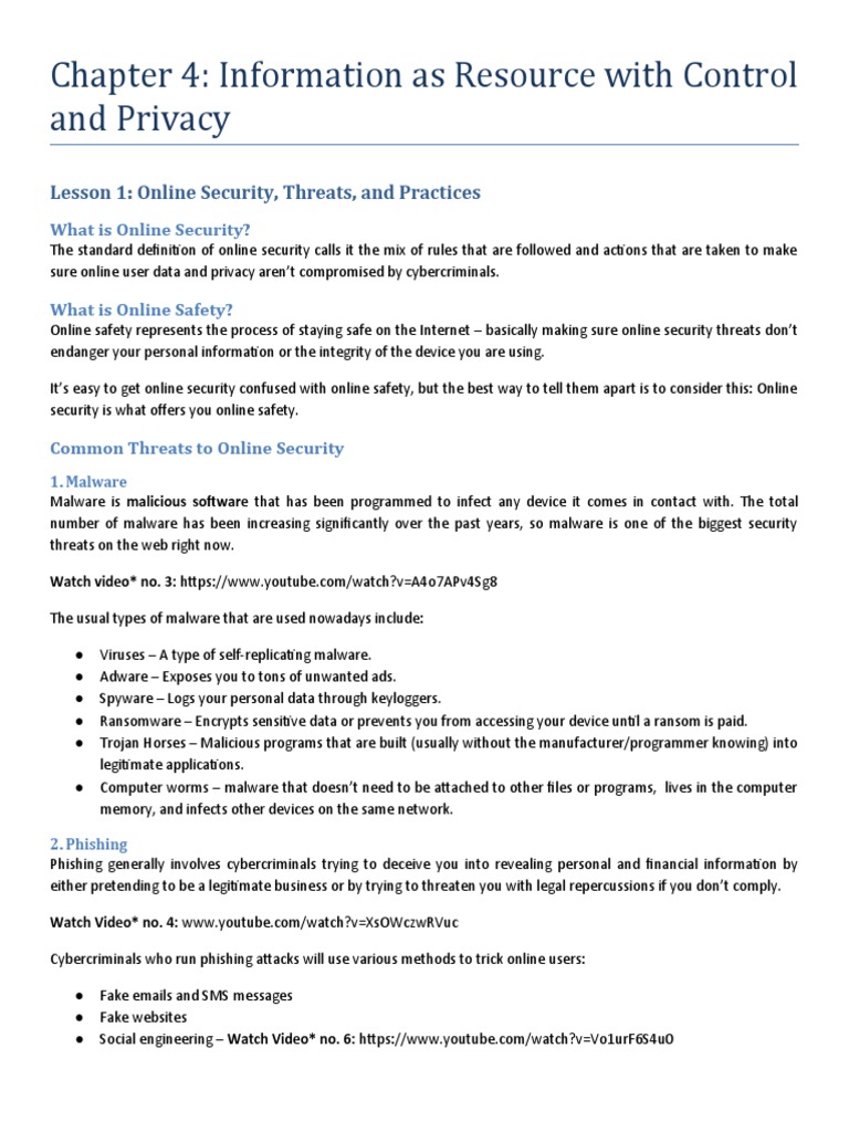 Chapter 4.1 Security and Privacy 1 | PDF | Malware | Security