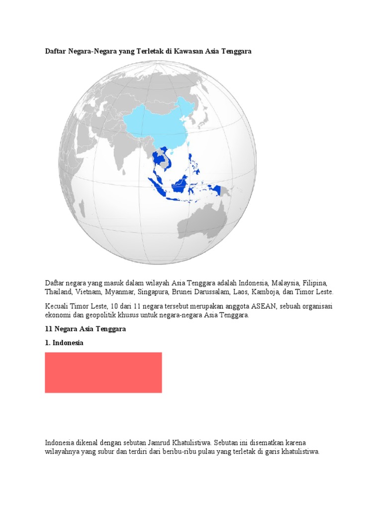 Daftar Negara Asia Tenggara | PDF