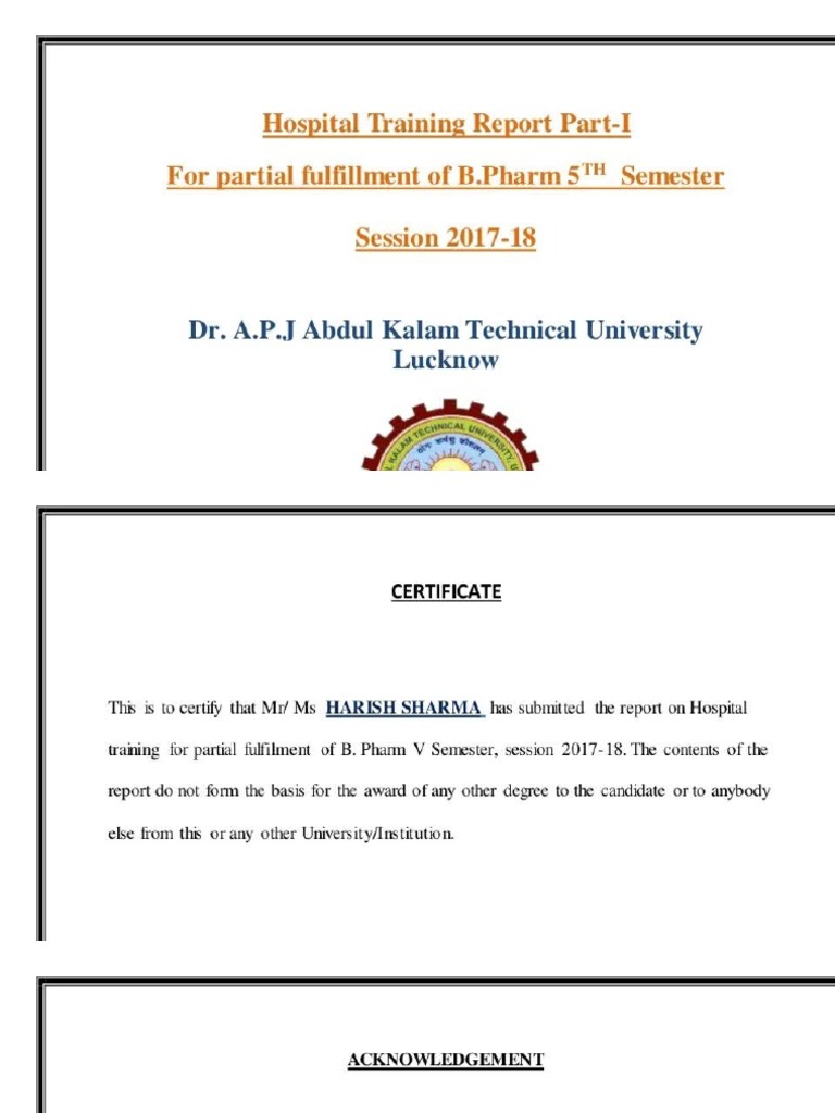 B. Pharm Hospital Training Report | PDF