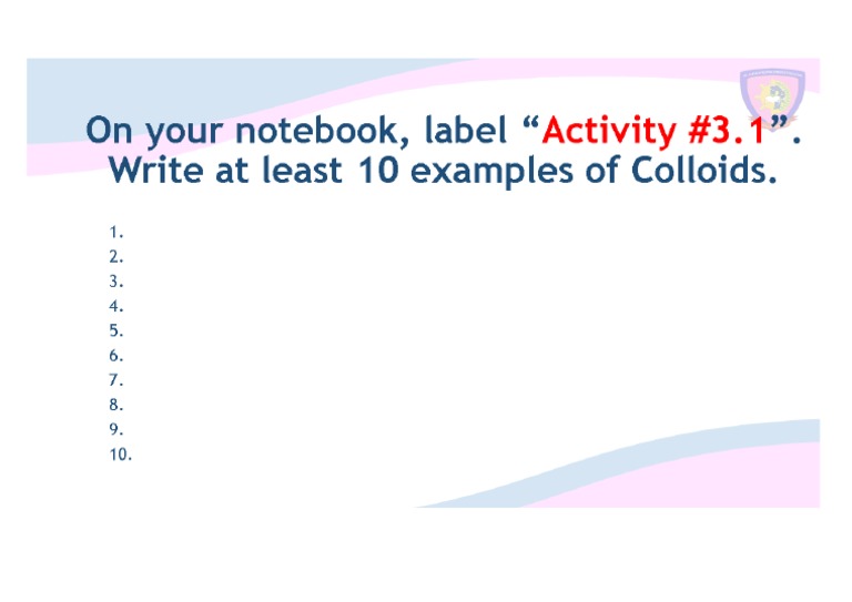 Activity 3.1 - Colloids | PDF
