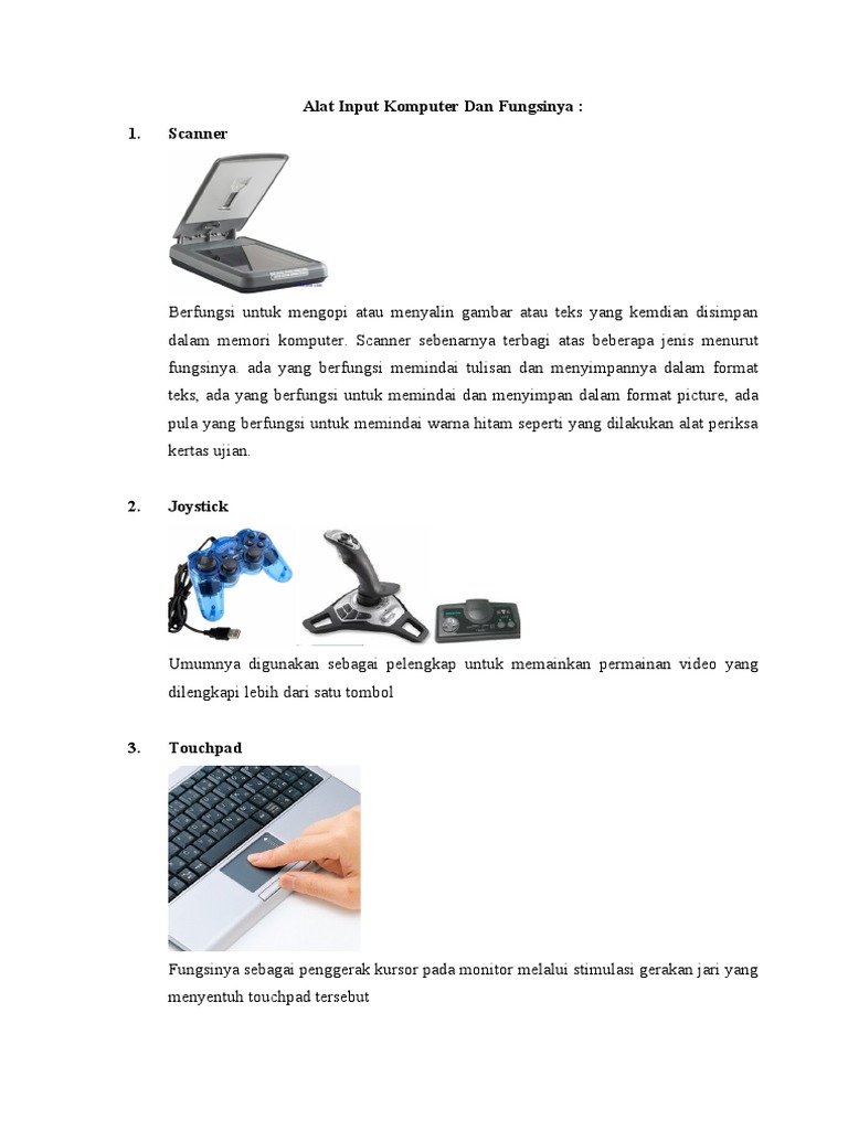 Alat Input Komputer Dan Fungsinya | PDF