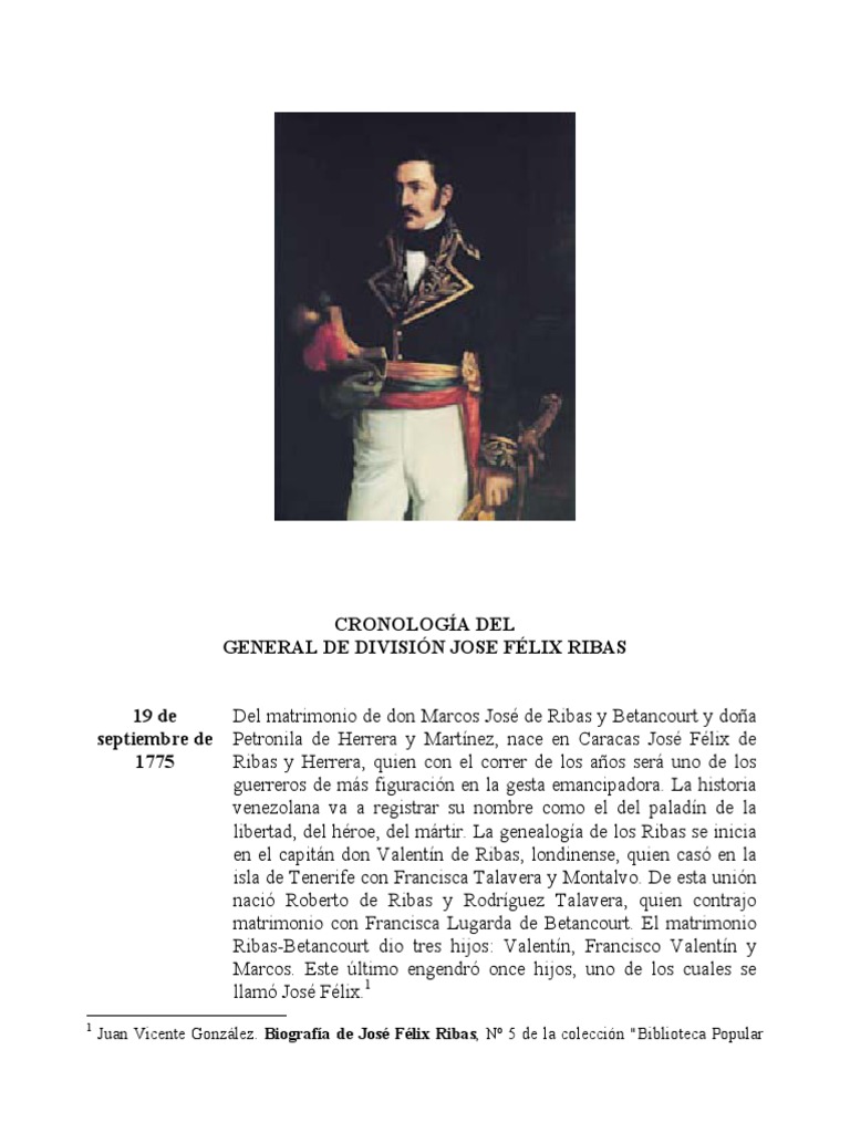 Cronologia Del General Jose Felix Ribas | PDF | Militar