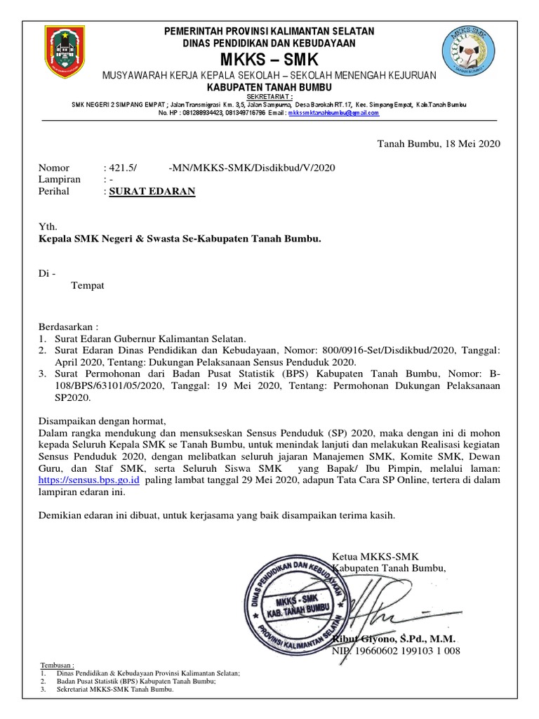 Edaran Mengisi BPS 2020 | PDF