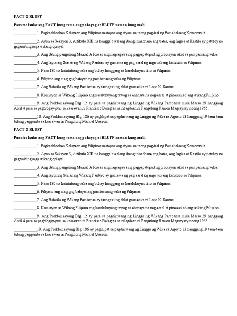 G11 Q1 Quiz2 Part2 Pagsasarili Kasalukuyan | PDF