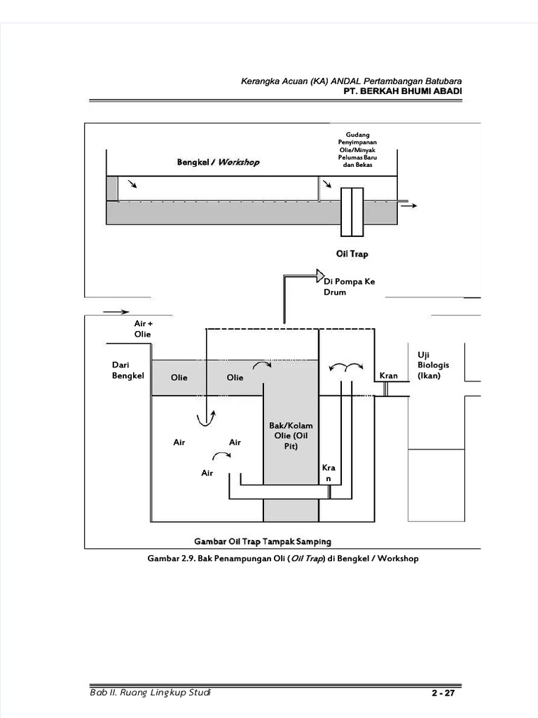 Desain Oil Trap Di Bengkel Tambang | PDF
