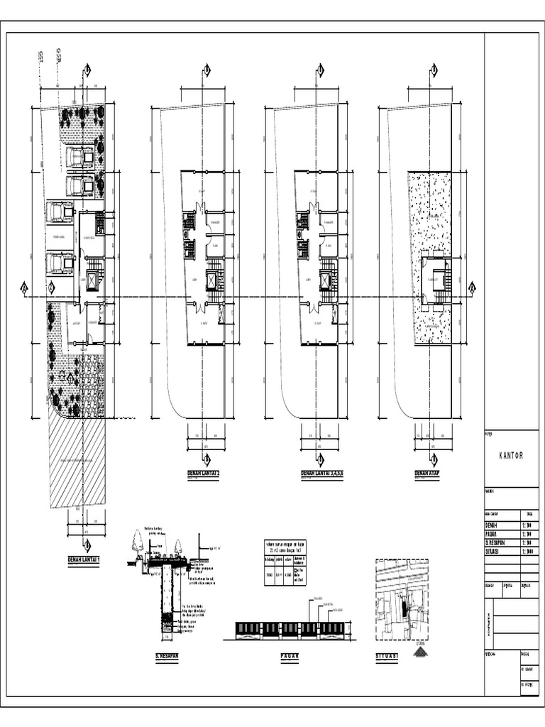 Denah Lantai 1-6 & Denah Atap Kantor 6 Lantai - Asdar - Id-Model | PDF