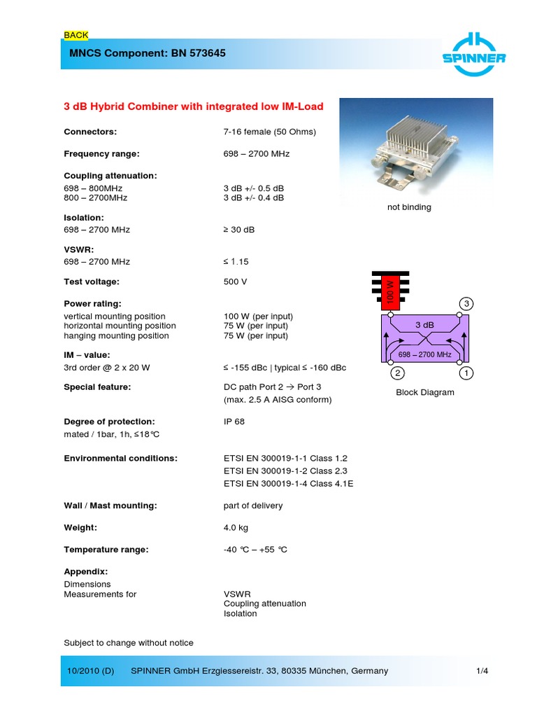 Spinner BN573645 | PDF | Decibel | Electrical Engineering