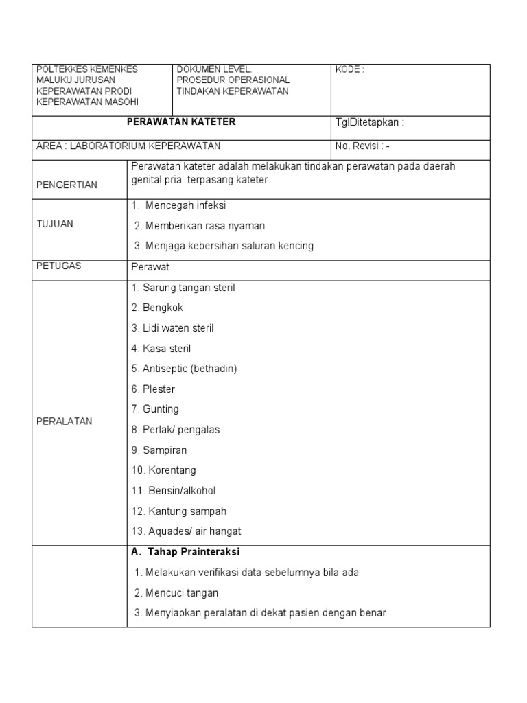 Sop Perawatan Kateter - 1 | PDF