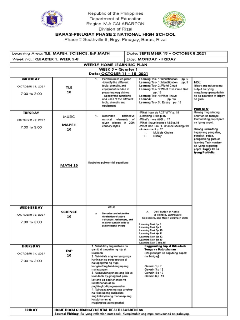 WHLP 2nd SET 1st Grading | PDF