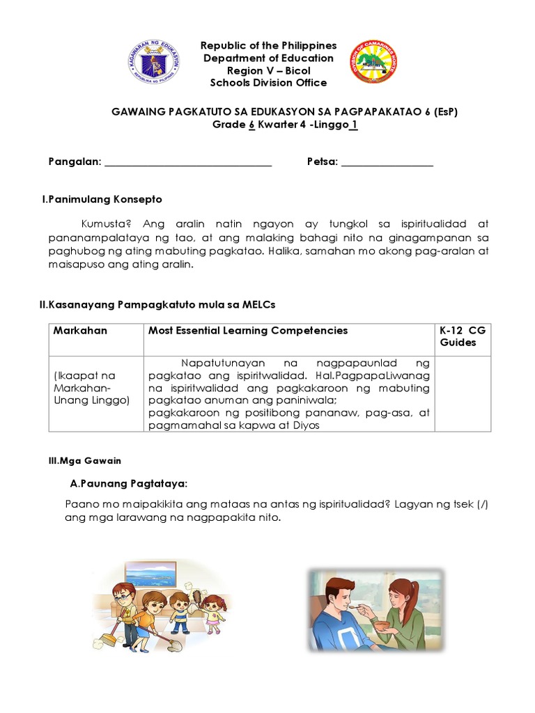 ESP6-LAS Q4 Week1 | PDF