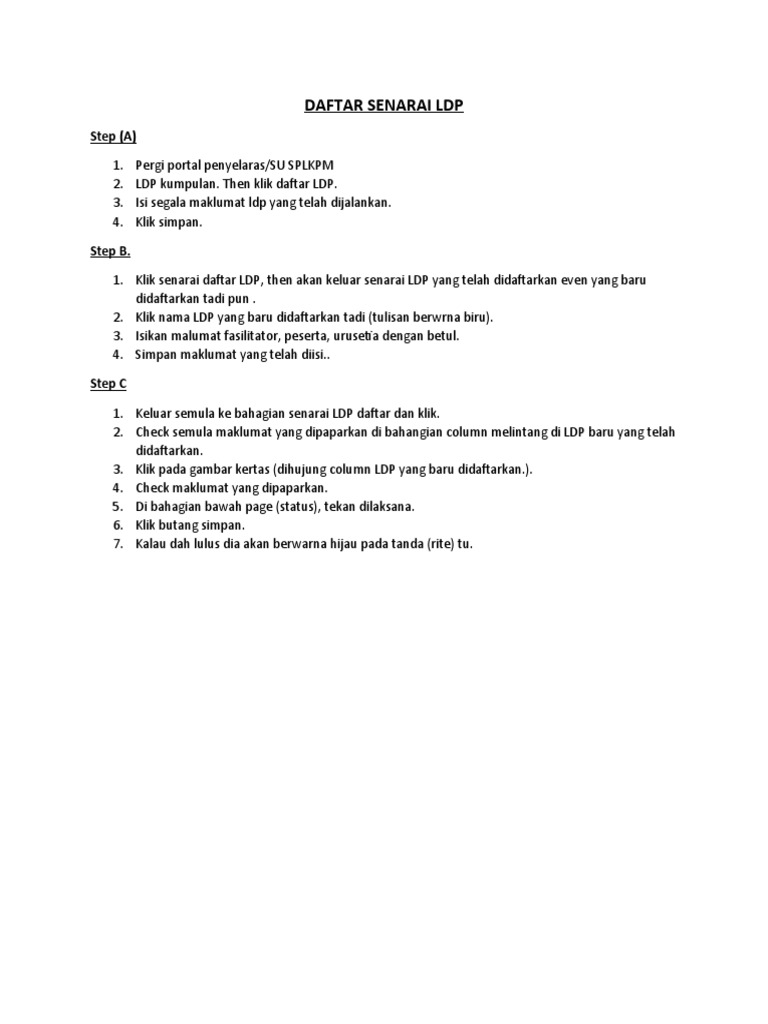 Daftar Senarai LDP | PDF